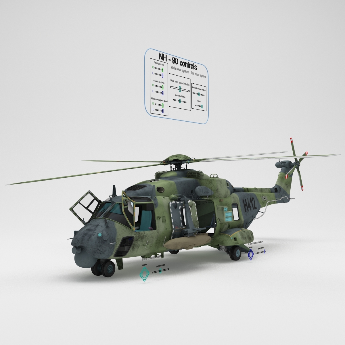 3d military helicopter nhindustries nh90 model
