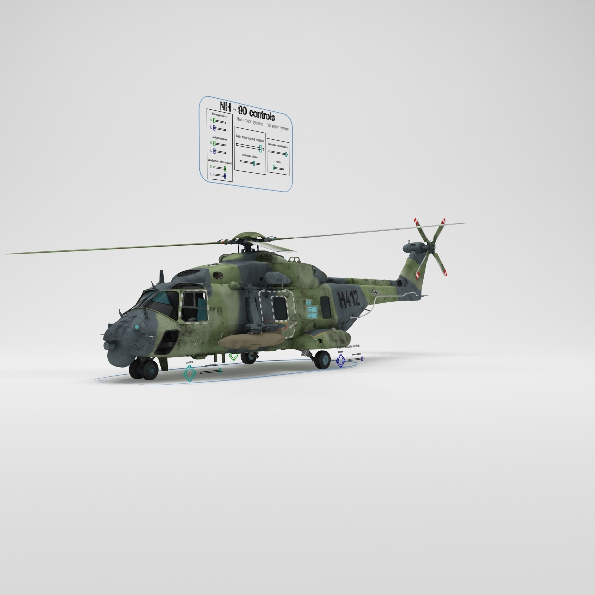3d military helicopter nhindustries nh90 model