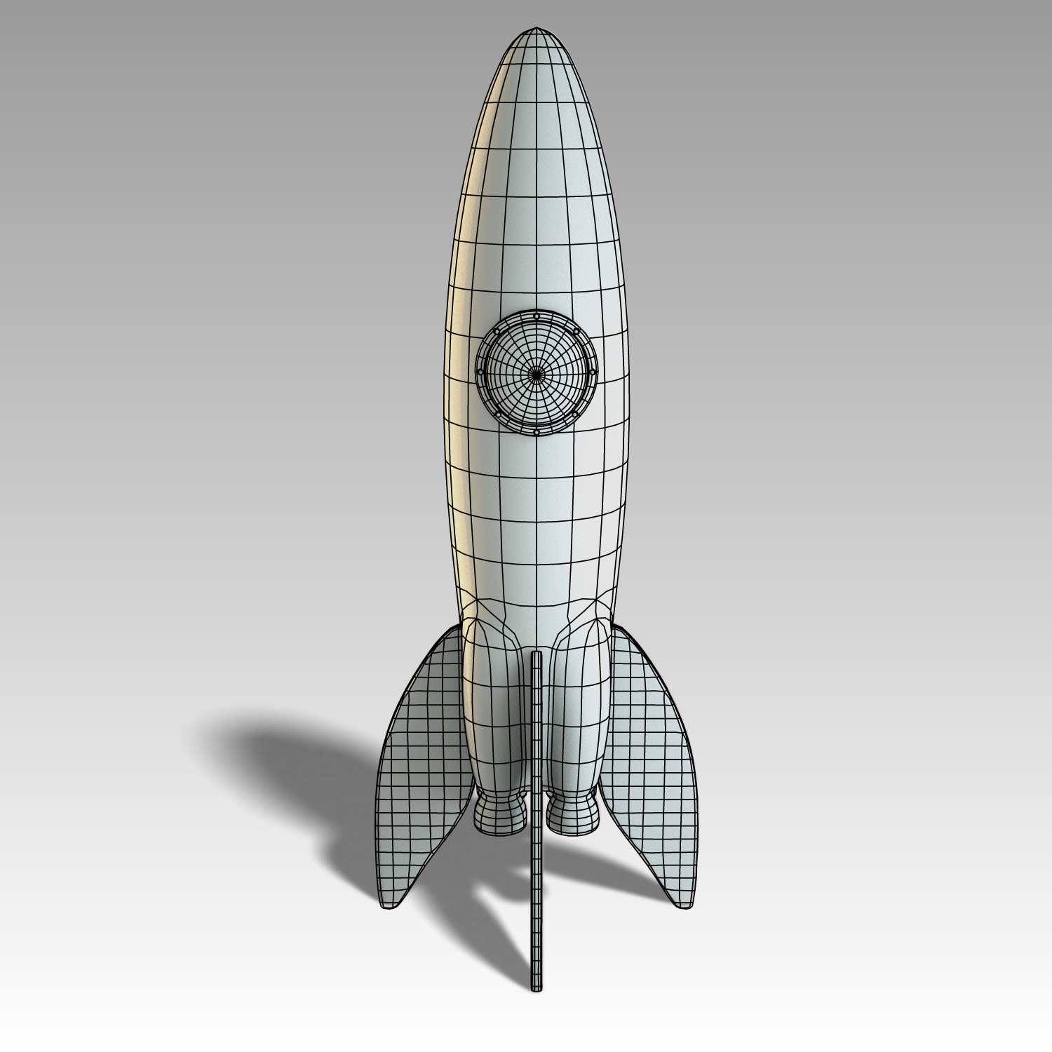 rocket retro 3d obj