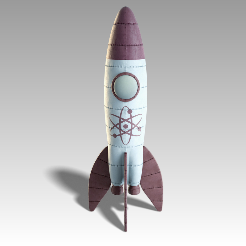 rocket retro 3d obj