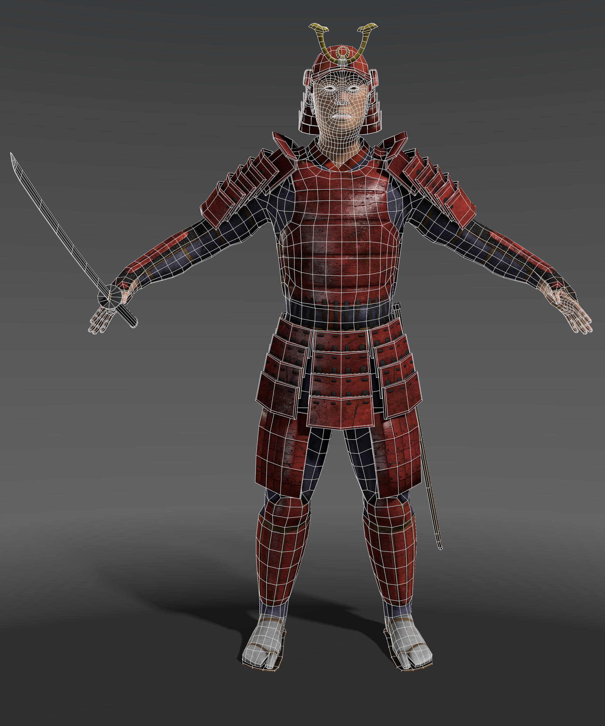 3d samurai character games model