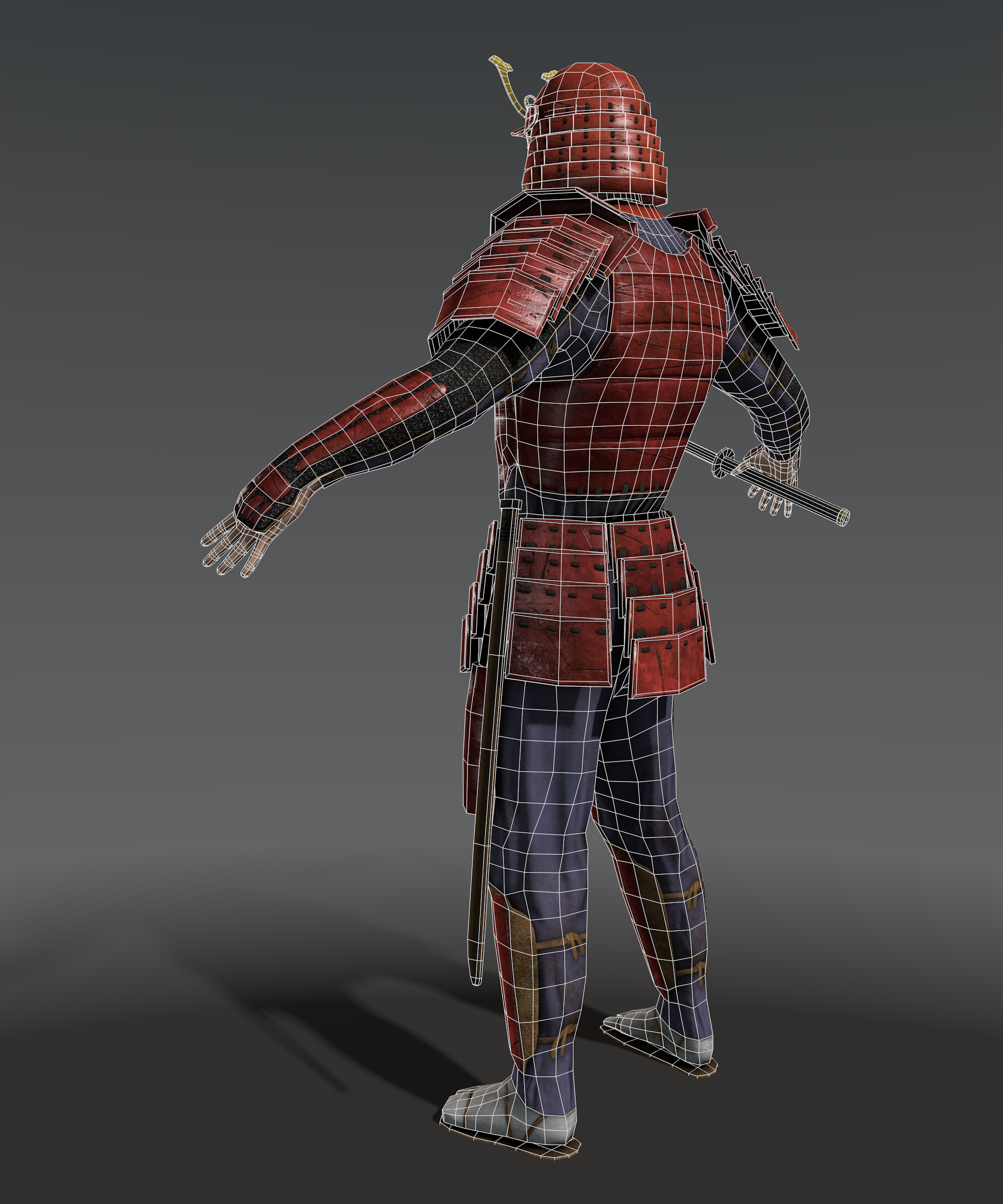 3d samurai character games model