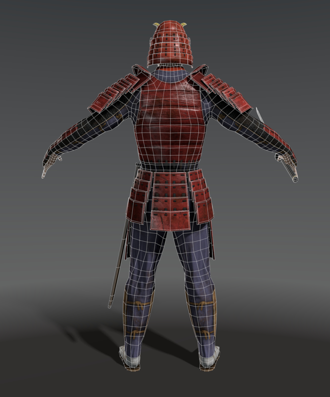 3d samurai character games model