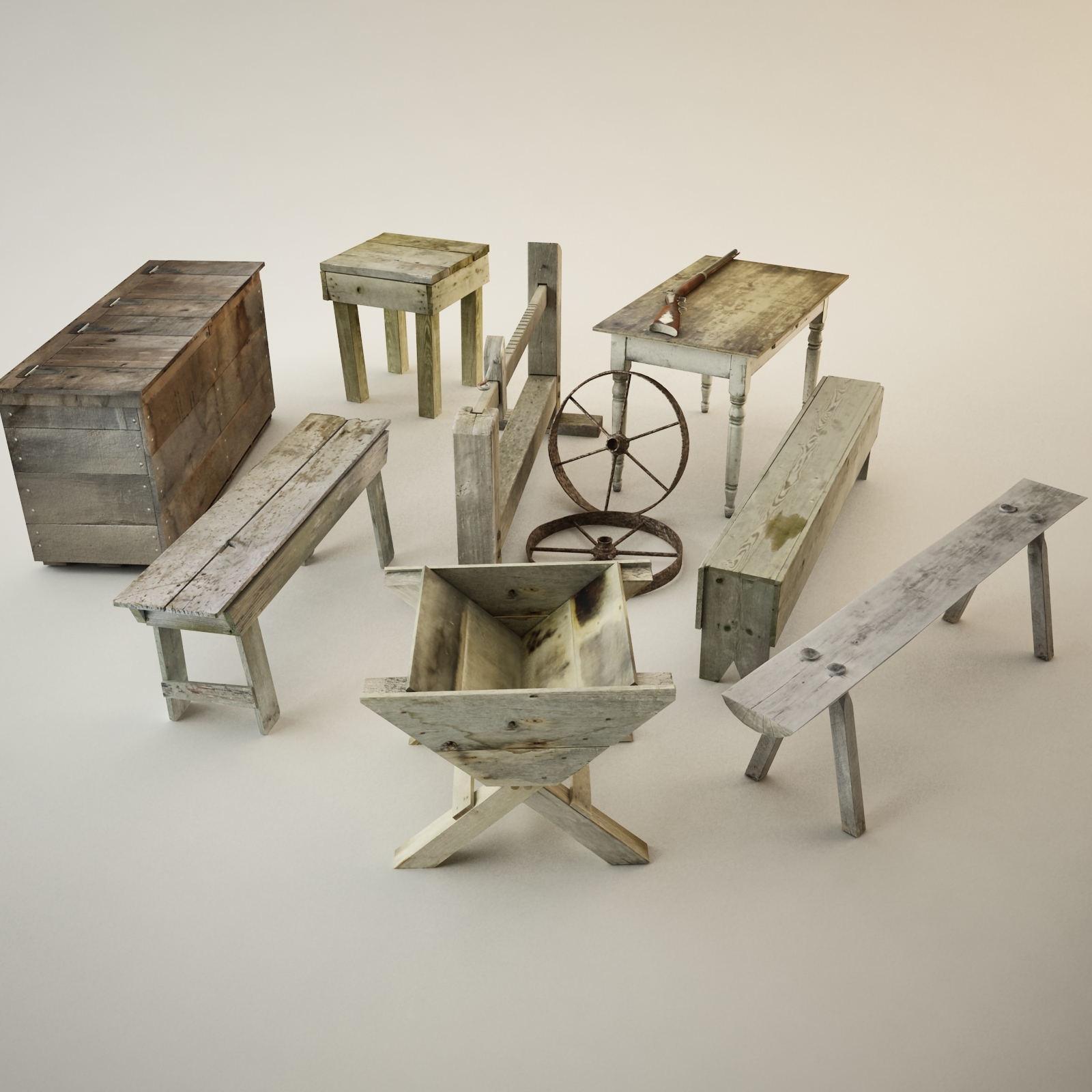 antique props pack 3d model