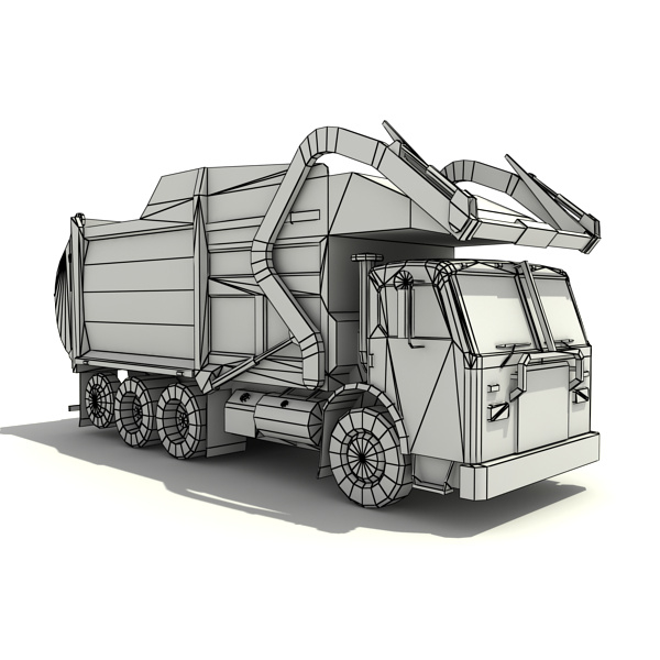 low-poly garbage truck 3d 3ds