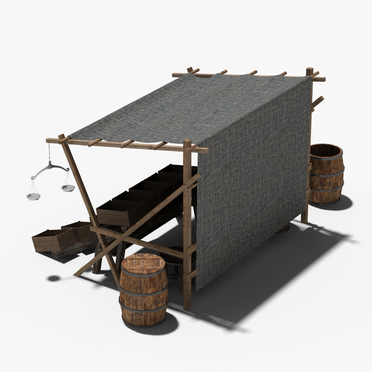 3d model medieval market stall