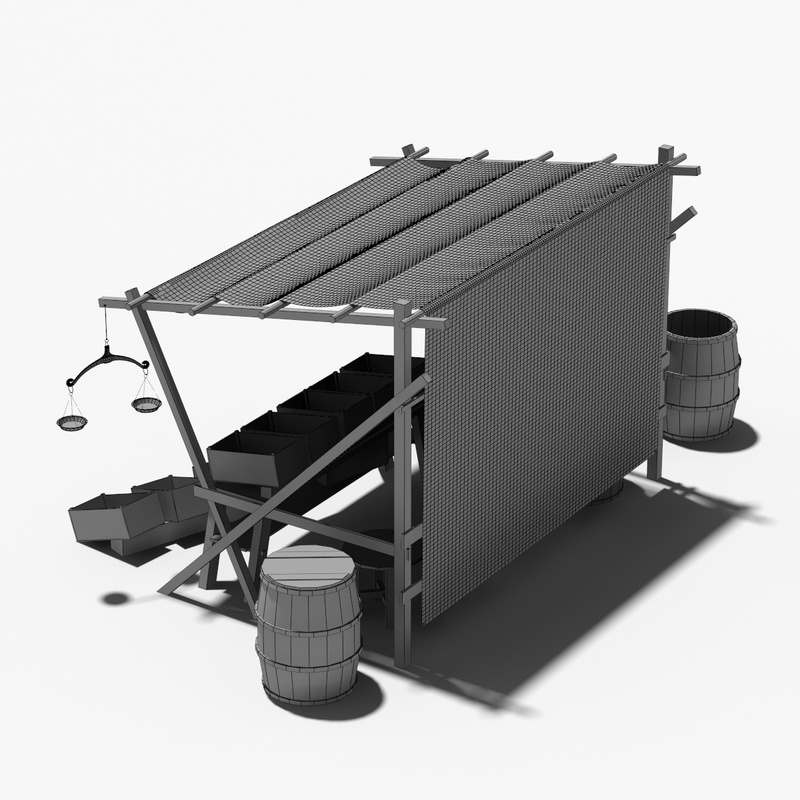 3d model medieval market stall