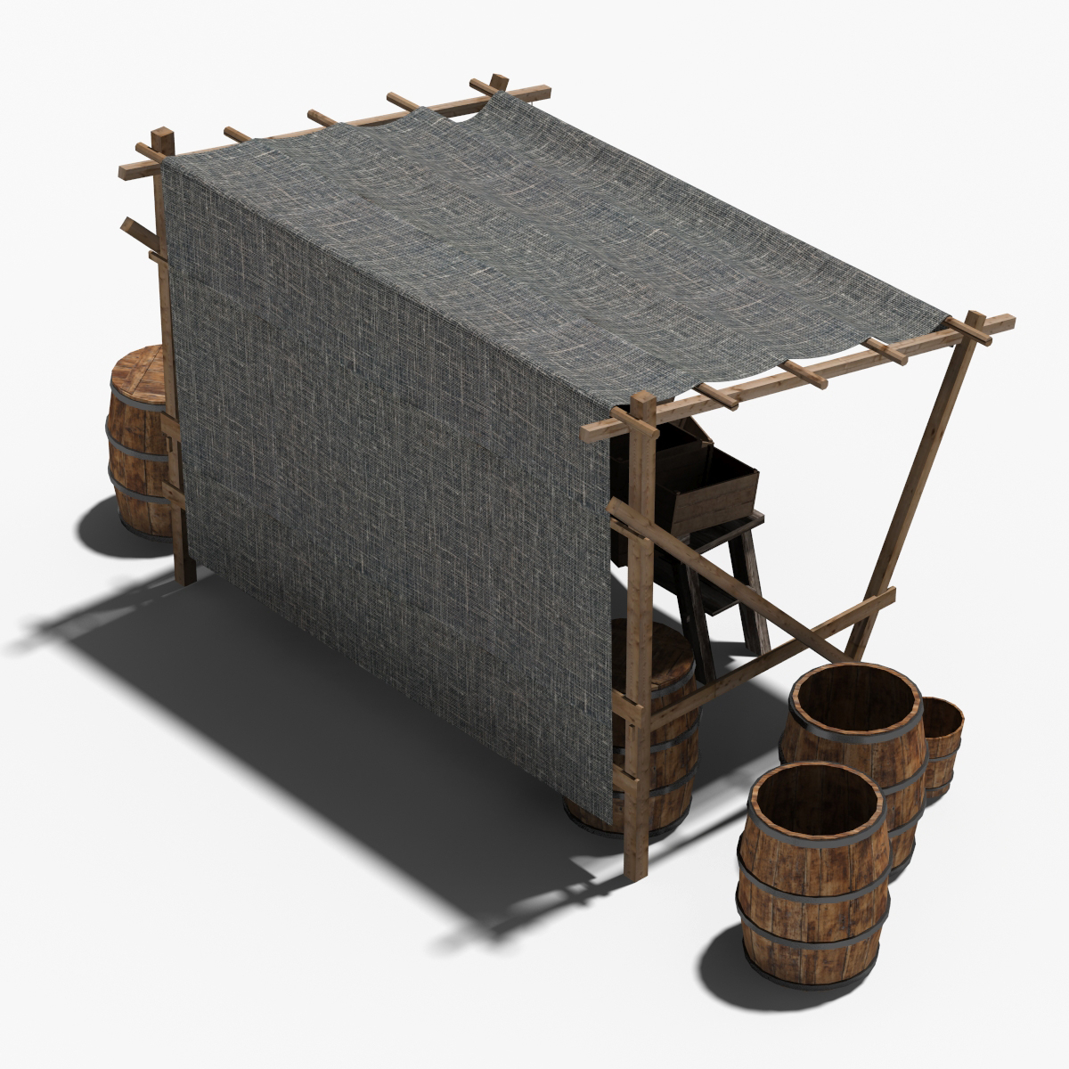 3d model medieval market stall