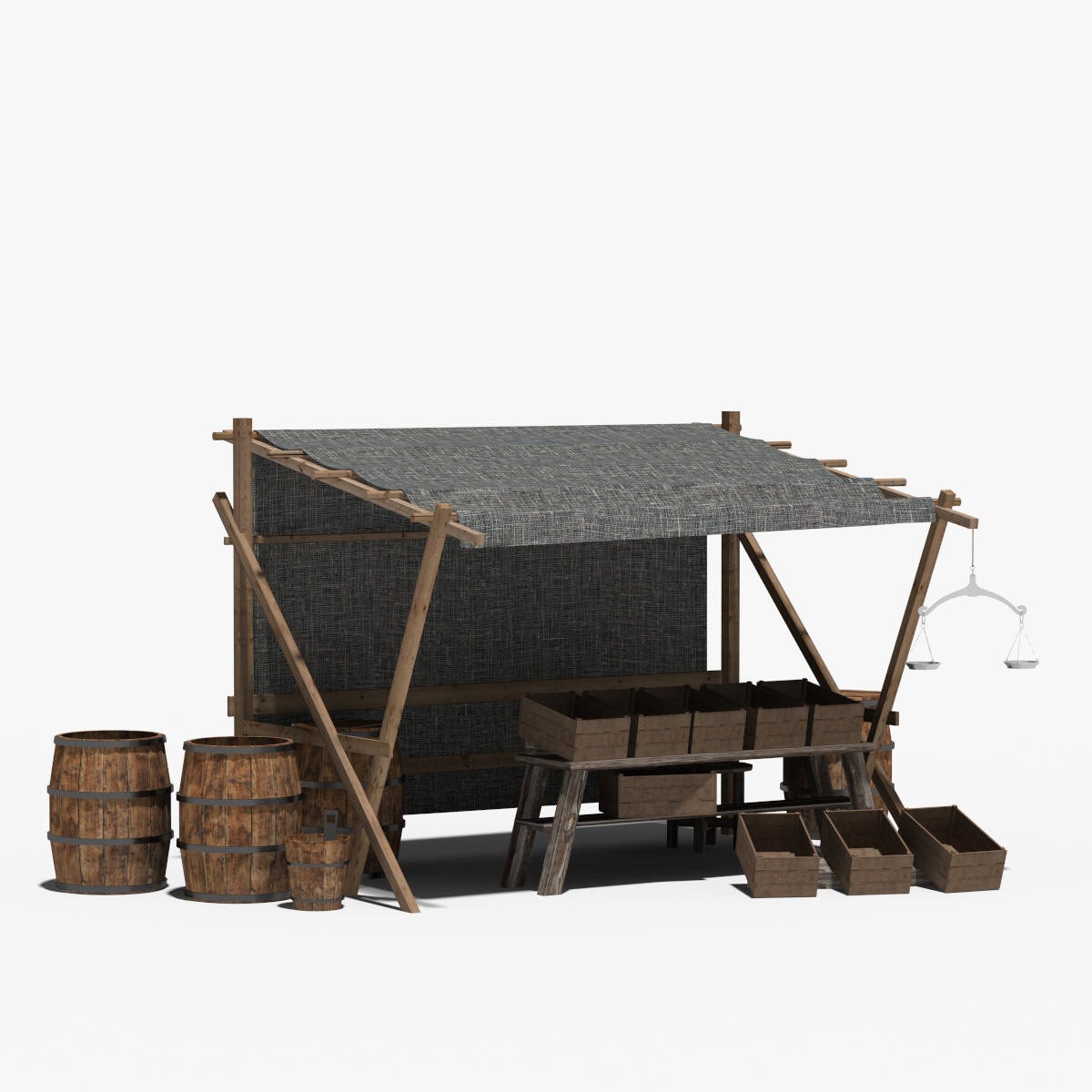 3d model medieval market stall