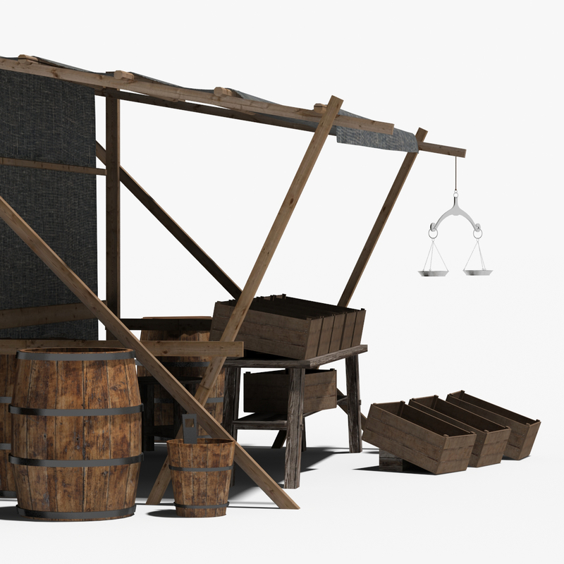 3d model medieval market stall