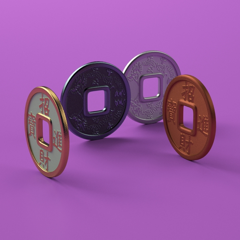 3d model of chinese coins
