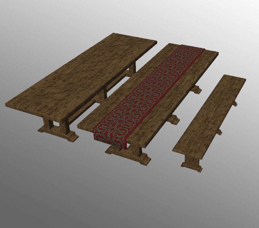 wooden table 3d obj