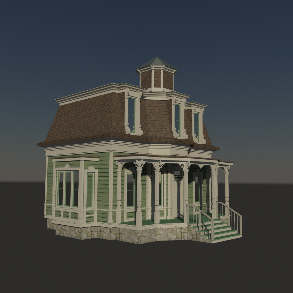 3d wooden victorian house model