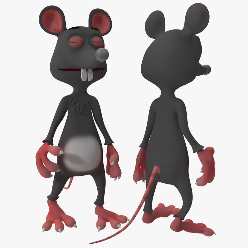 3d model cartoon rat rigged