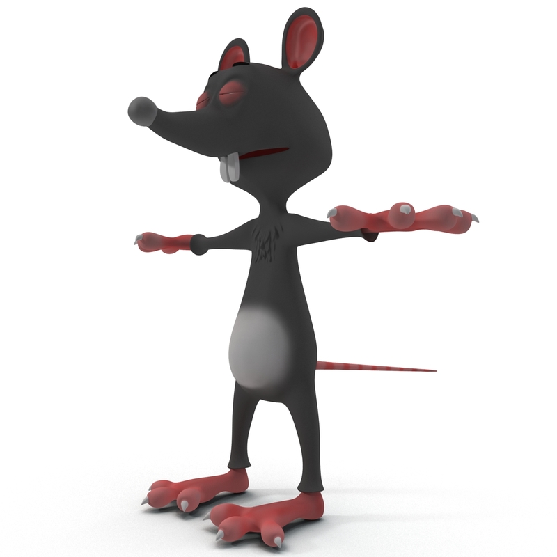 3d model cartoon rat rigged