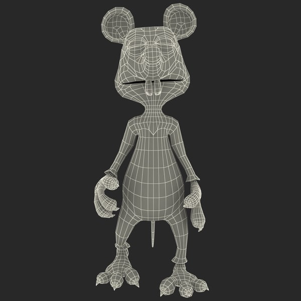 3d model cartoon rat rigged