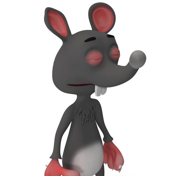 3d model cartoon rat rigged