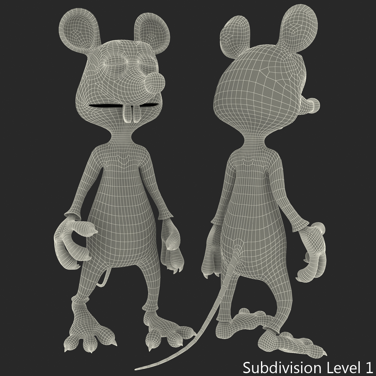 3d model cartoon rat rigged