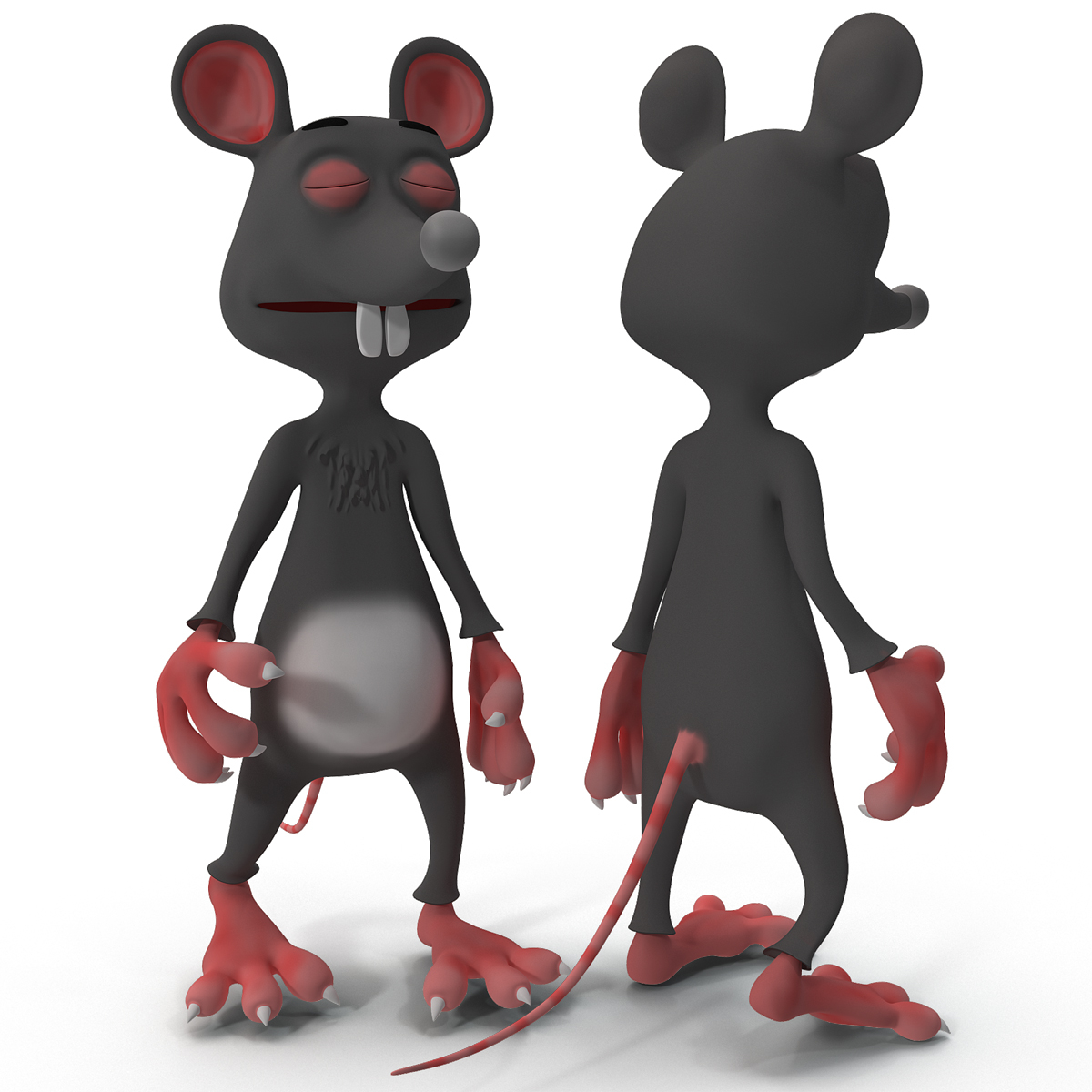 3d model cartoon rat rigged