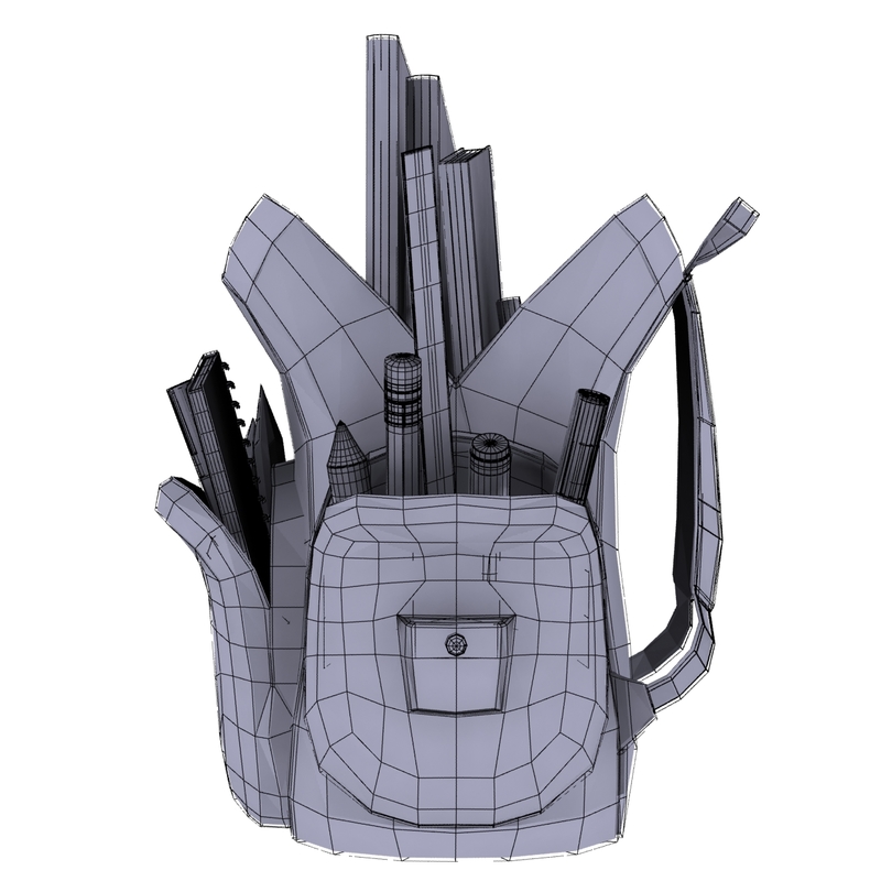3d model school bag