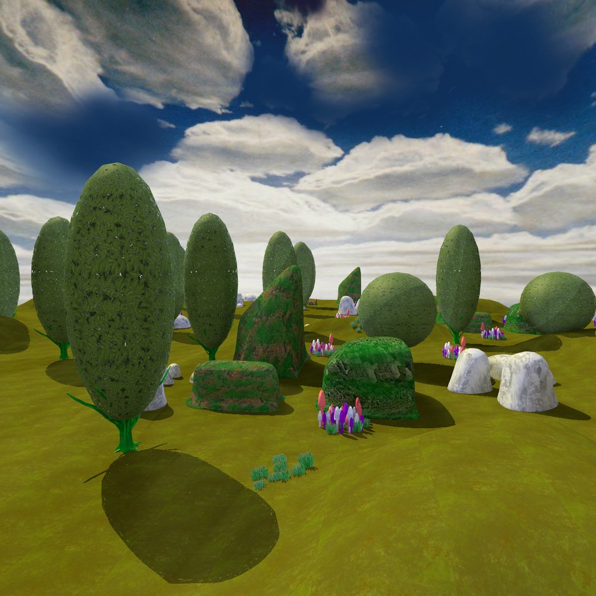 3d cartoon landscape trees model