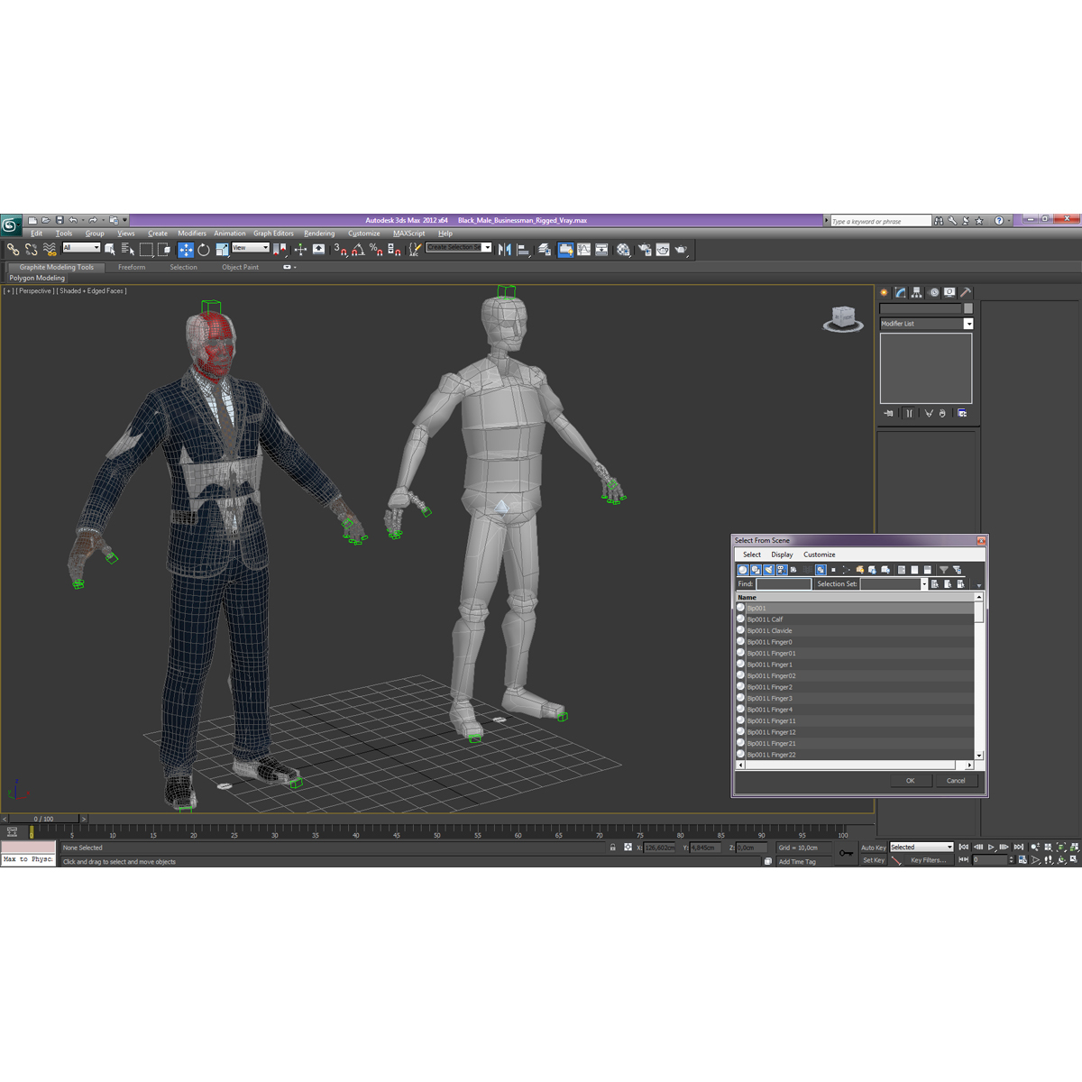 black male businessman rigged 3d max