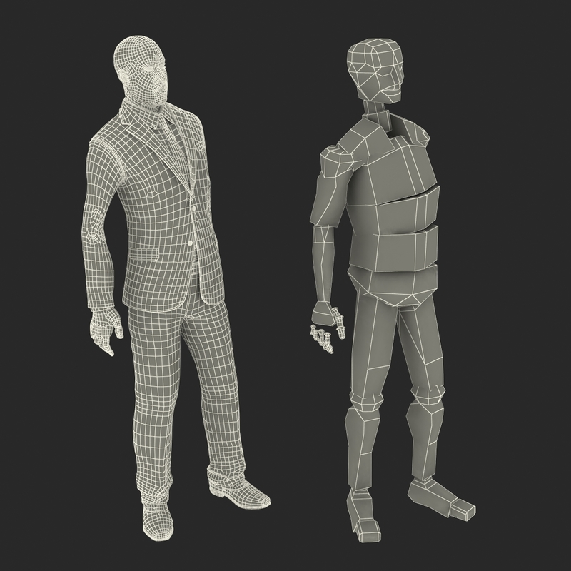 black male businessman rigged 3d max