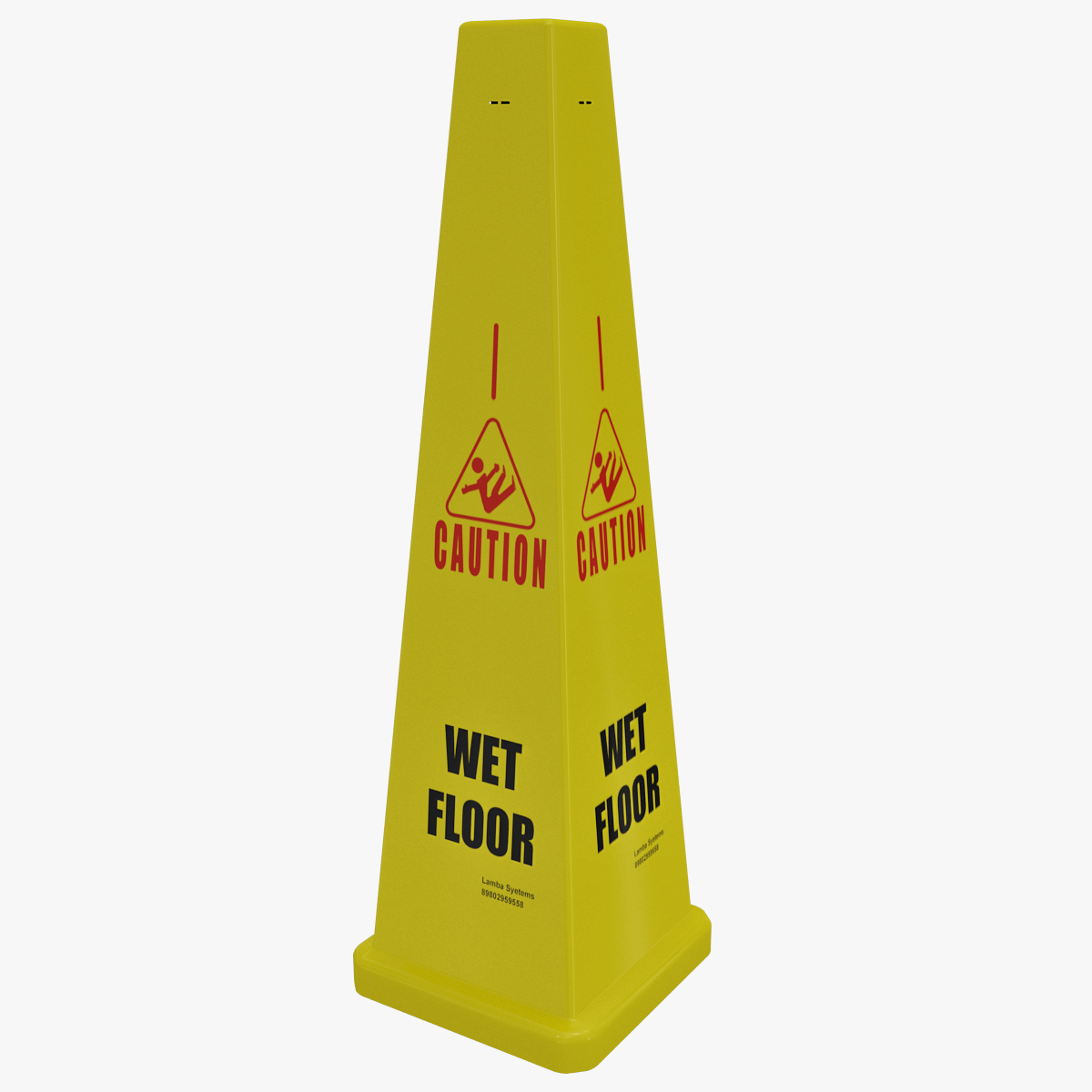 3d wet floor cone yellow