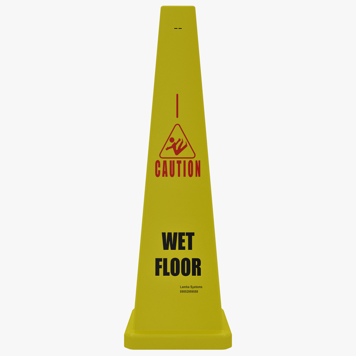3d wet floor cone yellow