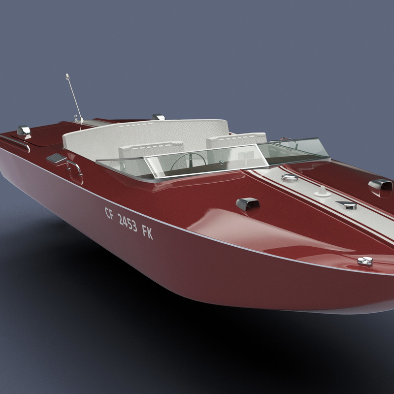 3d model classic motorboat