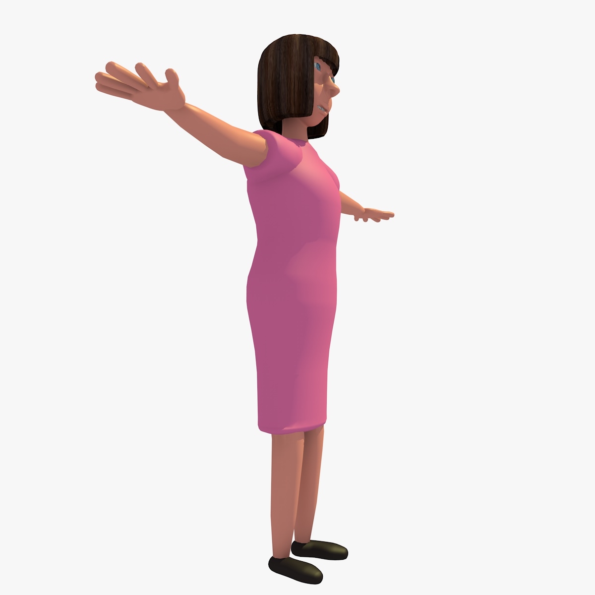 sue cartoon woman character 3d model