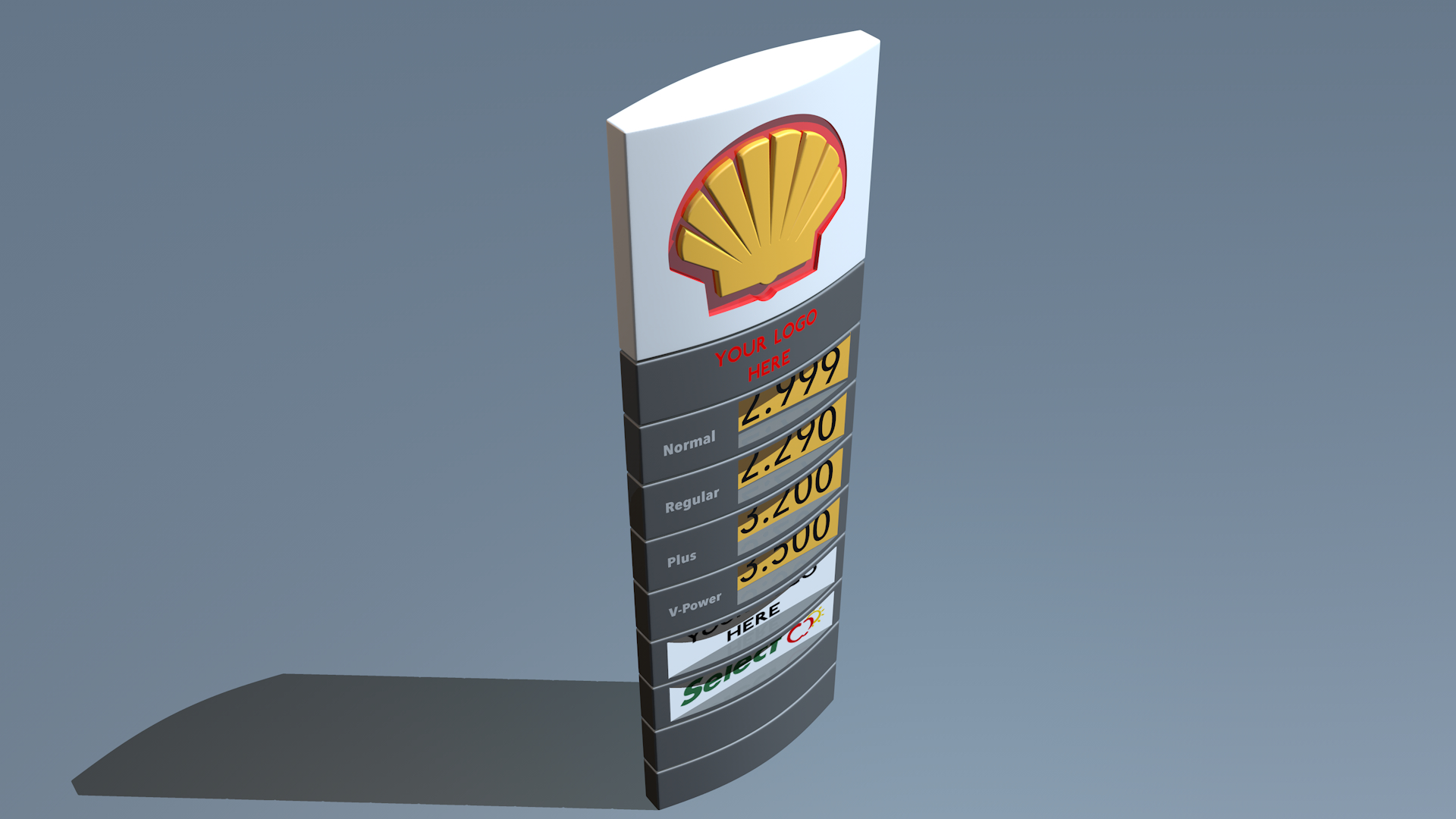 3d shell gas station totem