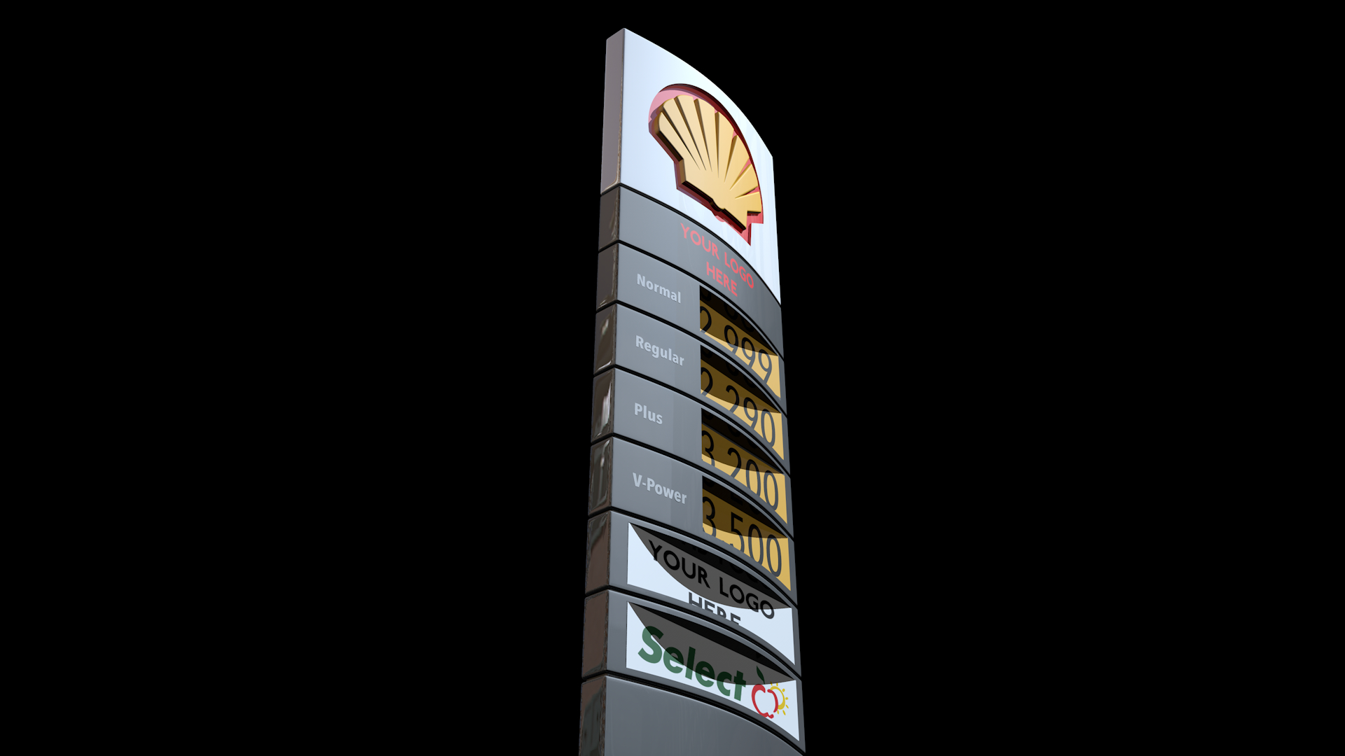 3d shell gas station totem