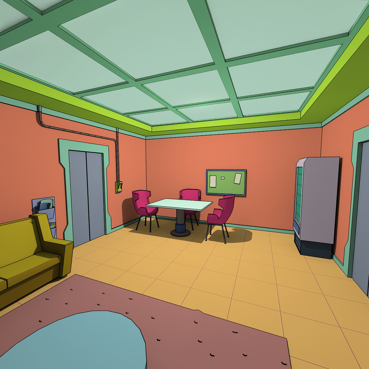 futuristic cartoon room 3d max