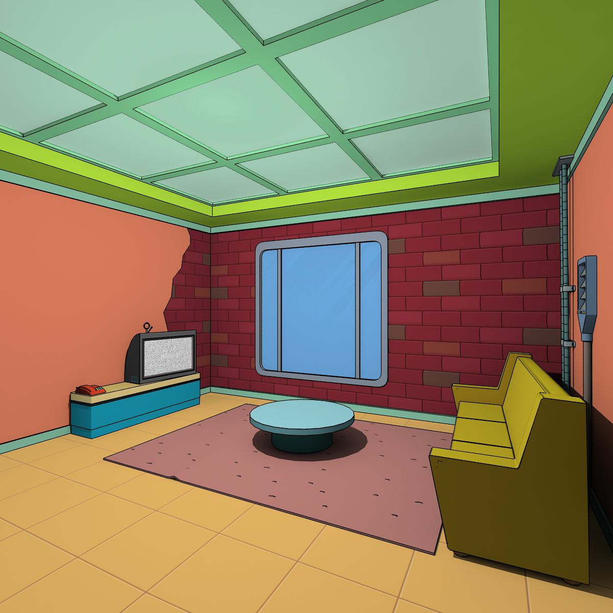 futuristic cartoon room 3d max