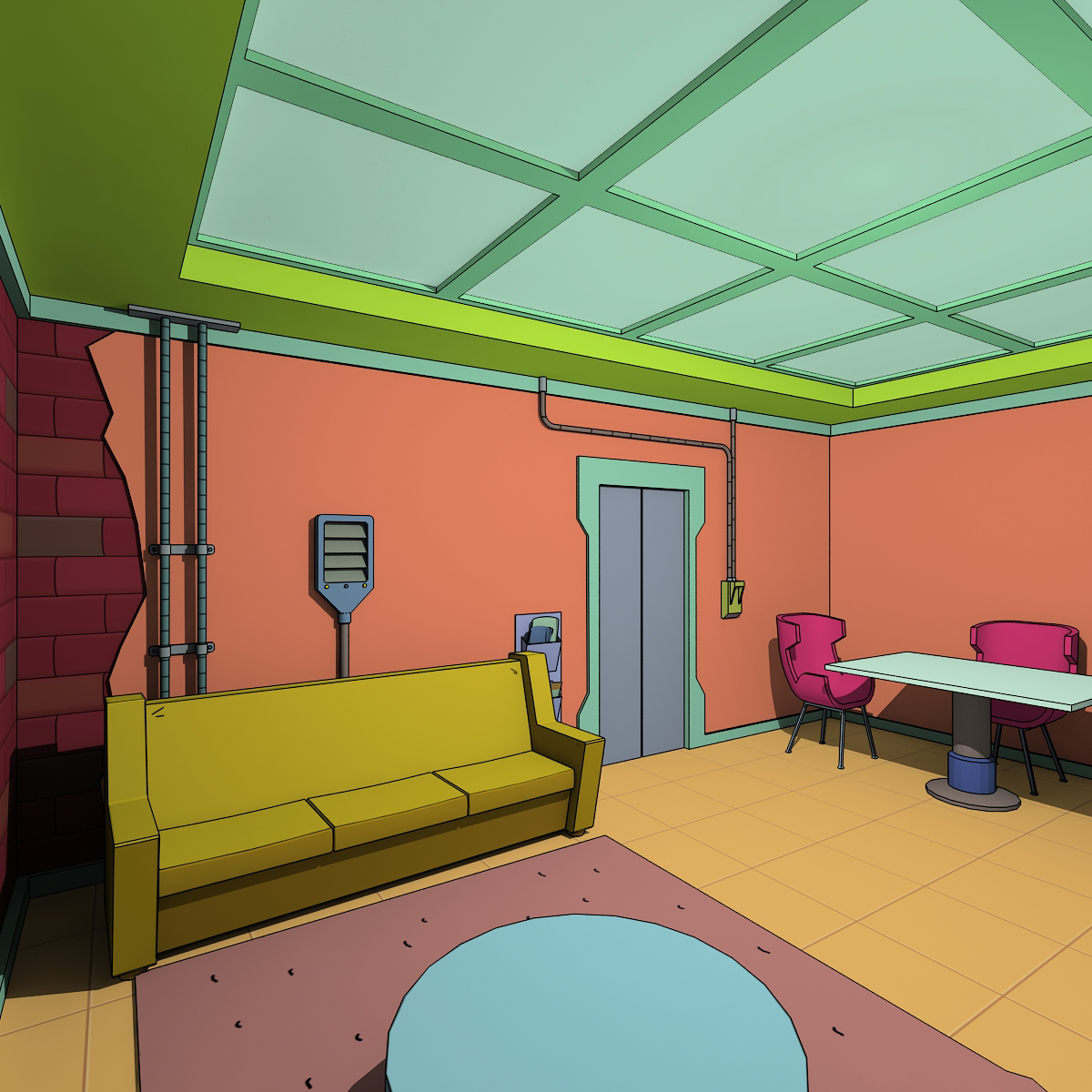futuristic cartoon room 3d max