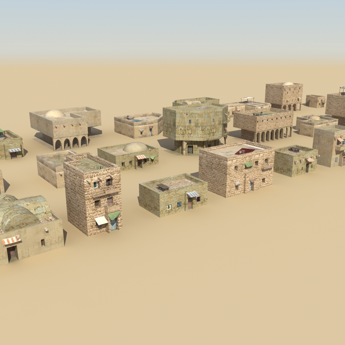 middle houses 3d max