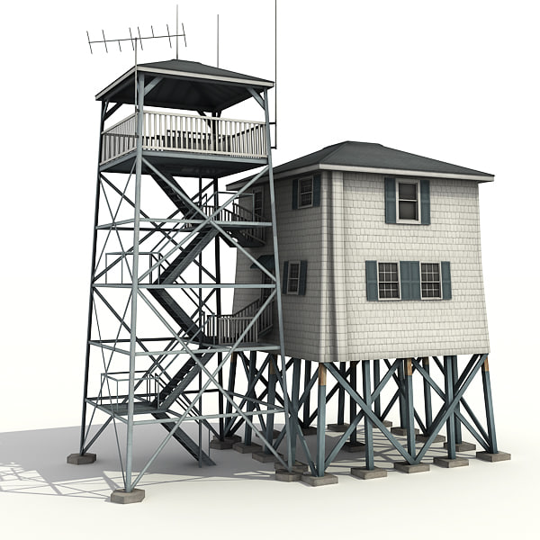 low-poly radar tower 3d model