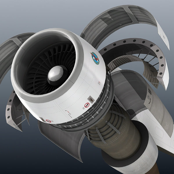 jt9d jet engine 3d model