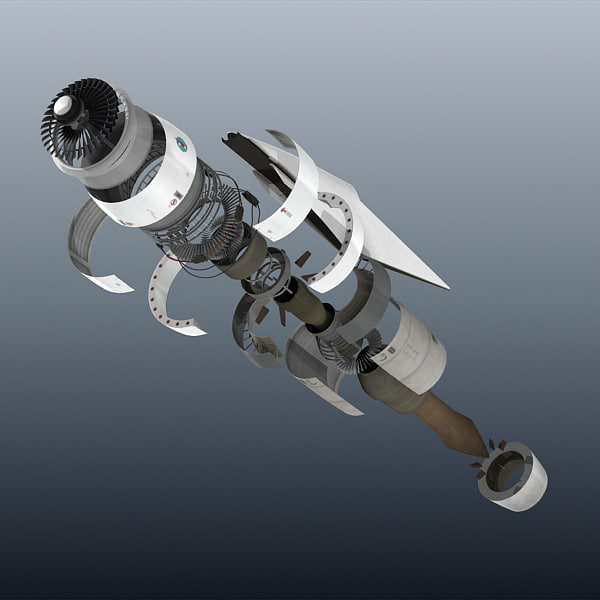 jt9d jet engine 3d model