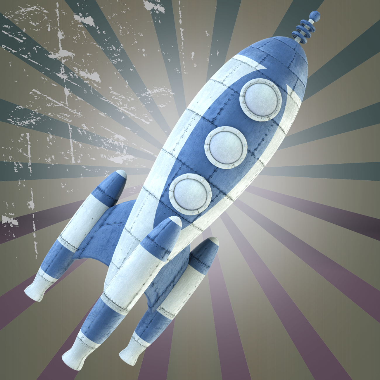 rocket retro 3d c4d