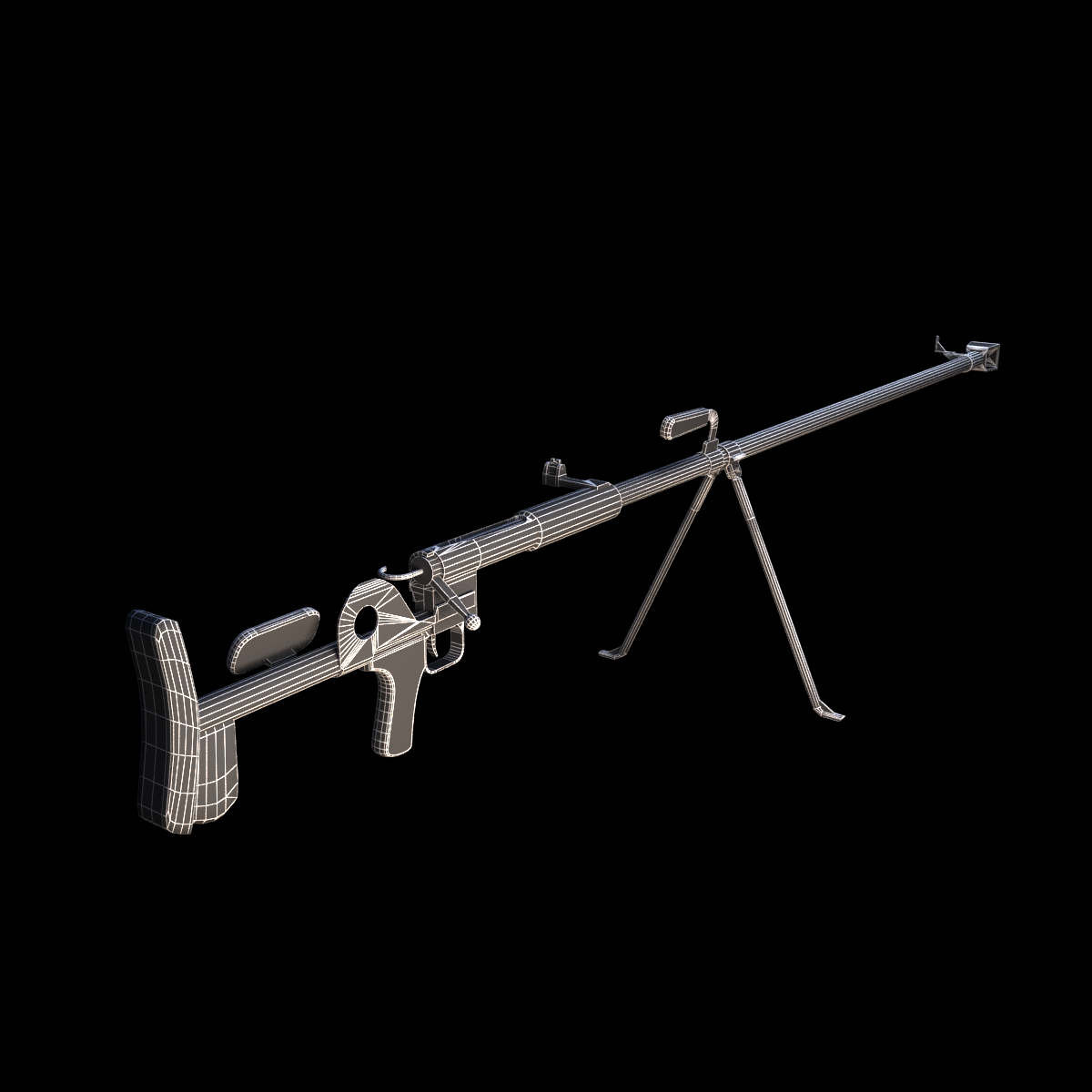 ptrd-41 degtyaryov anti-tank rifle 3d model