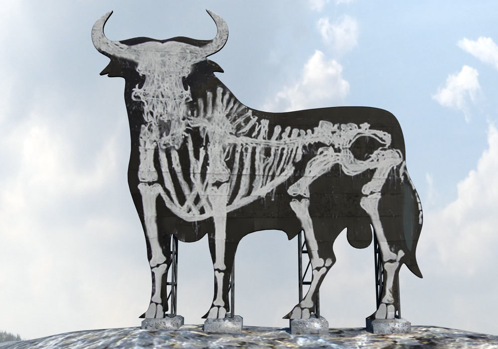 3d model bull billboard landmark graffiti