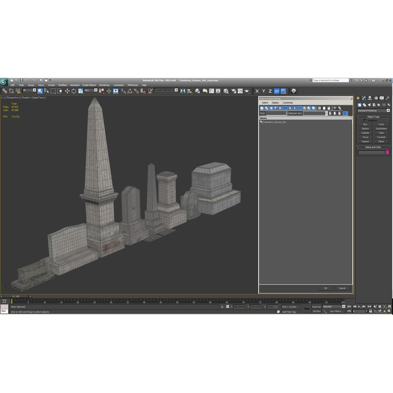 cemetery graves set 3d model