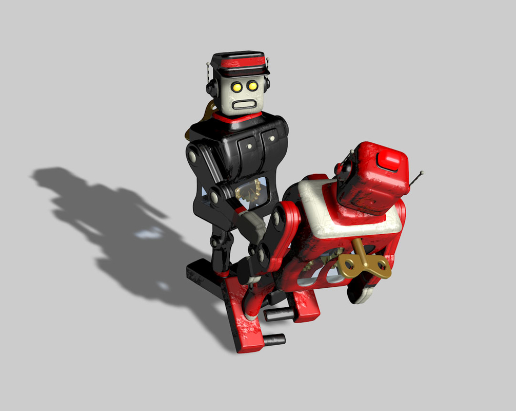 3d model toy clockwork robots animation