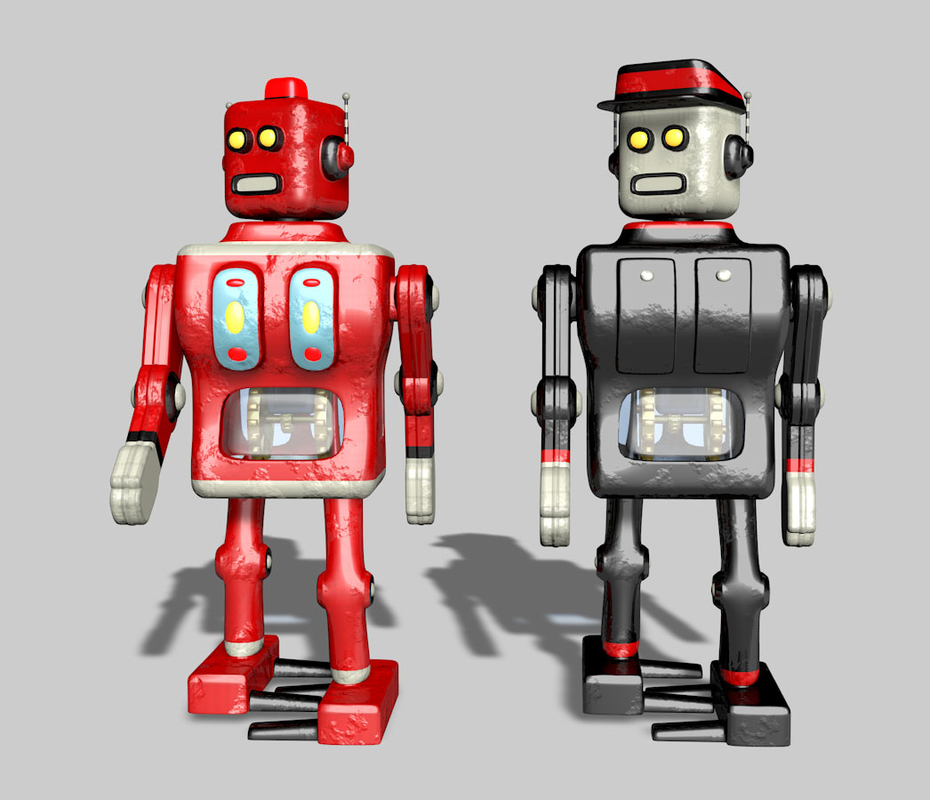 3d model toy clockwork robots animation