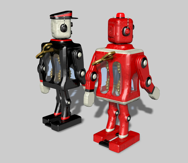 3d model toy clockwork robots animation