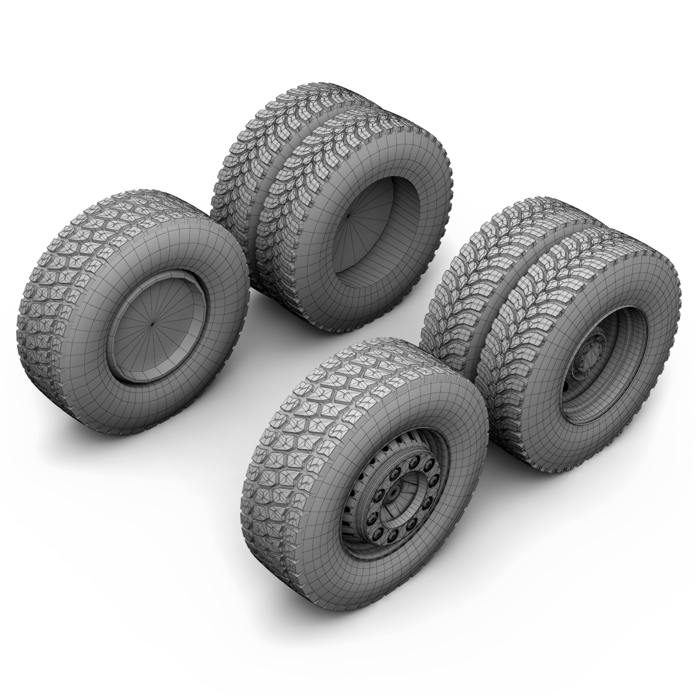 3d model of truck wheels