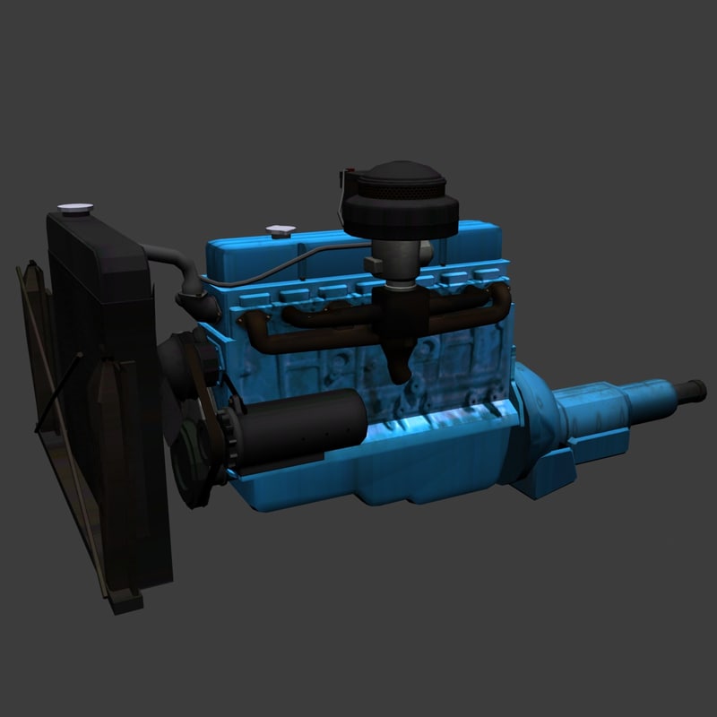 low-poly car engine 3d model