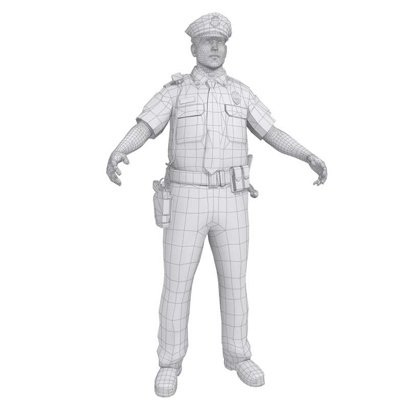 3d police officers pack model